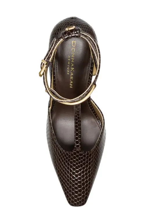 Donna Karan New York Samuel Snakeskin Embossed T-strap Pump - Canyon