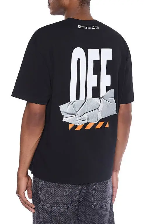L/AB C/O OFF-WHITE Off Active Duct Tape Graphic T-shirt - Black