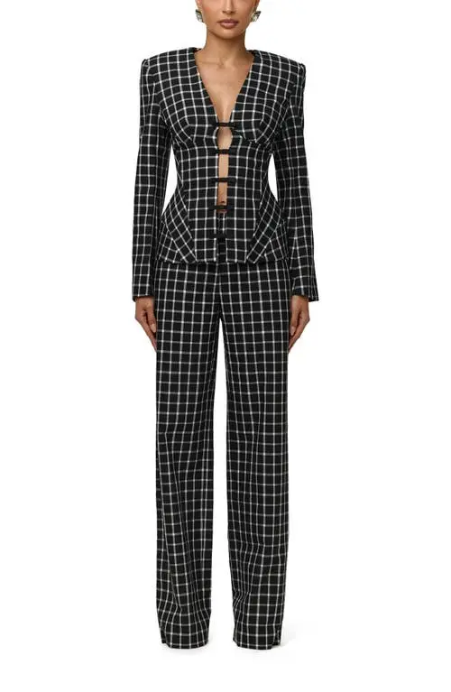 Naked Wardrobe Plaid Wide Leg Pants