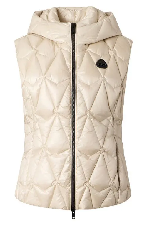 Moose Knuckles Lightweight Hooded Water Repellent Down Vest - Alabaster
