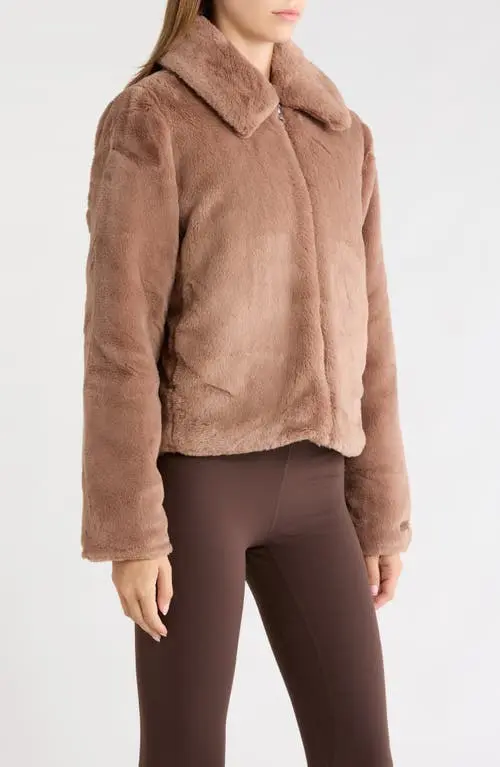 MPG Plush Faux Fur Cropped Jacket