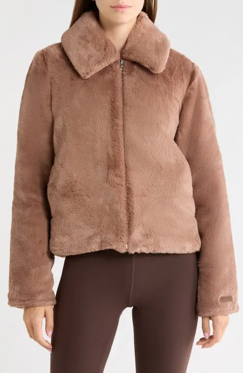 MPG Plush Faux Fur Cropped Jacket