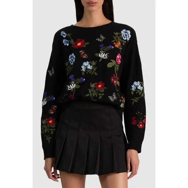 Alice + Olivia Teanna Embellished Crewneck Sweater