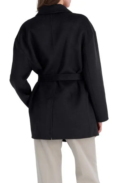 Tahari Alex Wool Blend Double Breasted Coat - Black