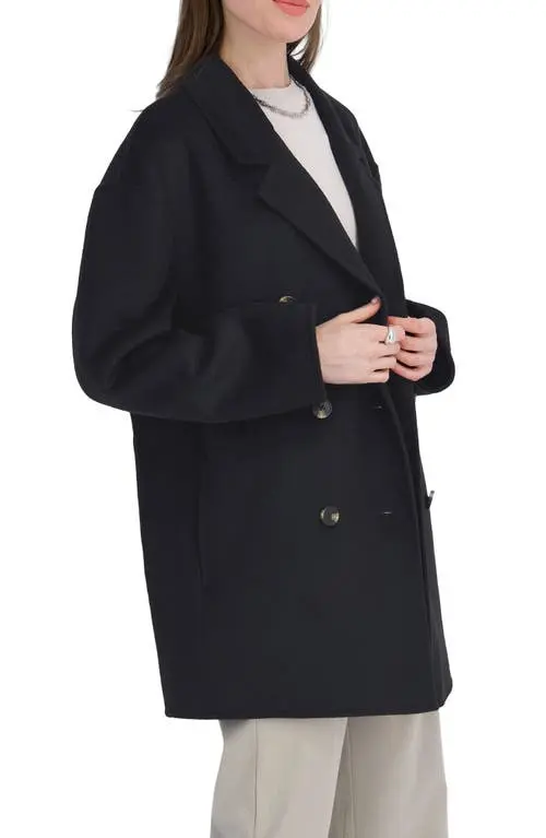 Tahari Alex Wool Blend Double Breasted Coat - Black
