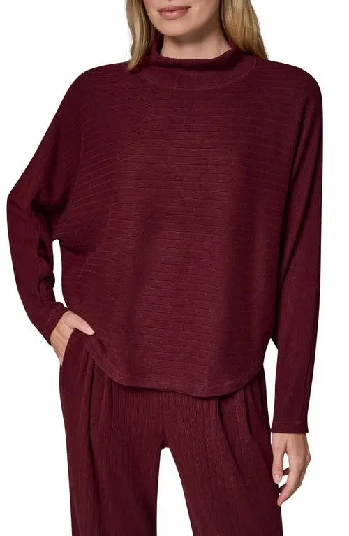 Donna Karan New York Brushed Rib Dolman Sleeve Top - Blk Cherry