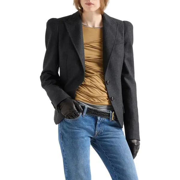 7 For All Mankind High Shoulder Wool Blazer