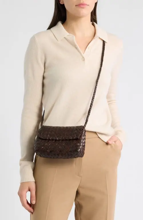 LOEFFLER RANDALL Vinnie Woven Leather Crossbody Bag - Chocolate