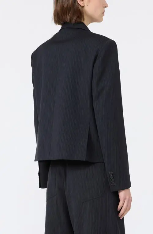 Max Mara Pinstripe Wool Blend Cropped Blazer