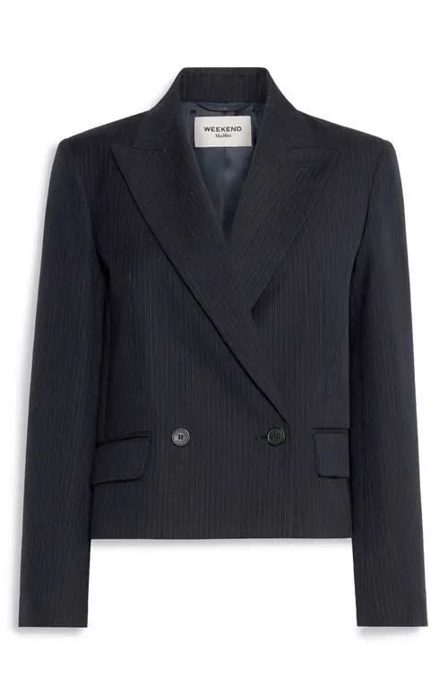 Max Mara Pinstripe Wool Blend Cropped Blazer