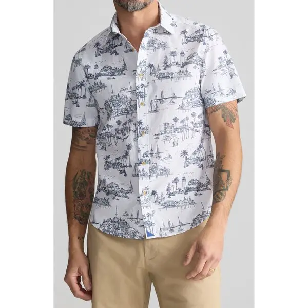 UNTUCKIT Duna Printed Cotton Short Sleeve Shirt