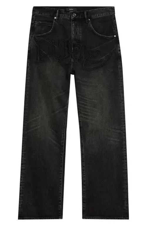 PURPLE BRAND Logo Embroidered Relaxed Jeans