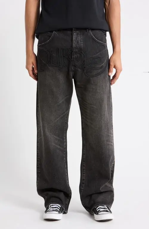 PURPLE BRAND Logo Embroidered Relaxed Jeans
