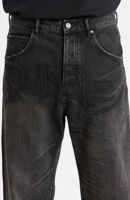 PURPLE BRAND Logo Embroidered Relaxed Jeans