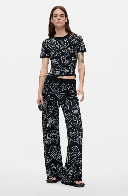 Desigual Jacquard Short Sleeve Knit Top