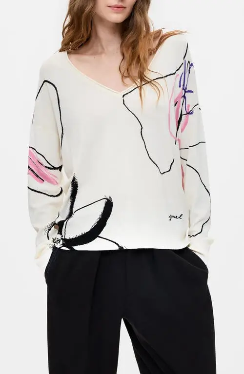 Desigual Floral V-neck Sweater