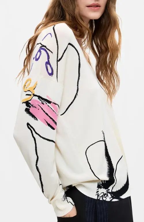 Desigual Floral V-neck Sweater