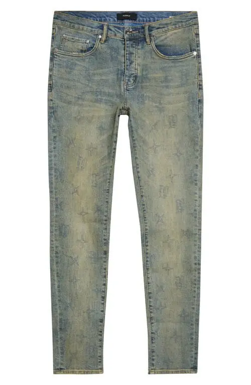 PURPLE BRAND Gothic Wire Monogram Low Rise Skinny Jeans