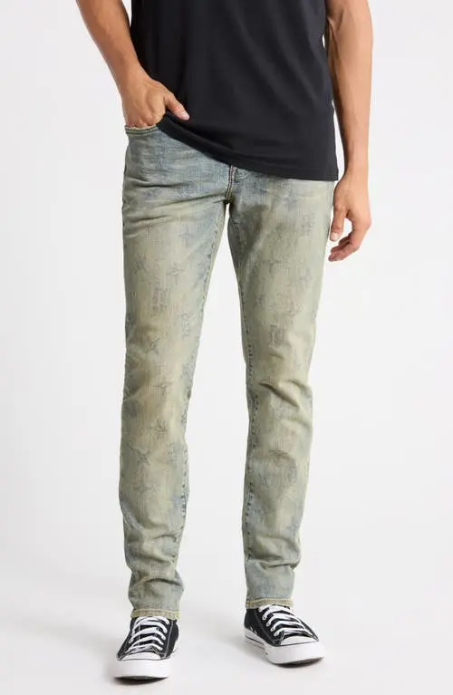 PURPLE BRAND Gothic Wire Monogram Low Rise Skinny Jeans - Mid Indigo