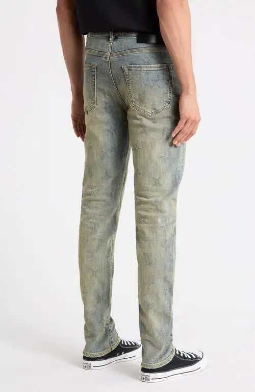PURPLE BRAND Gothic Wire Monogram Low Rise Skinny Jeans