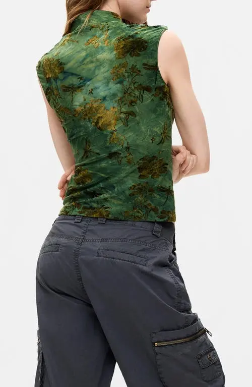 Desigual Mandarin Collar Sleeveless Top