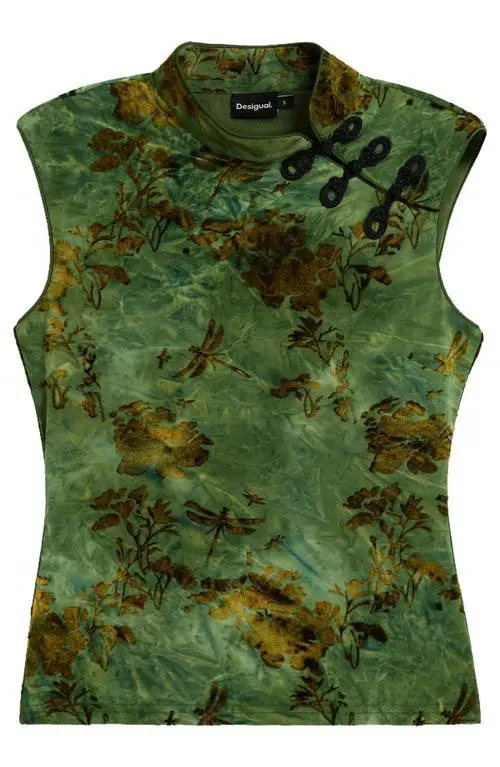 Desigual Mandarin Collar Sleeveless Top