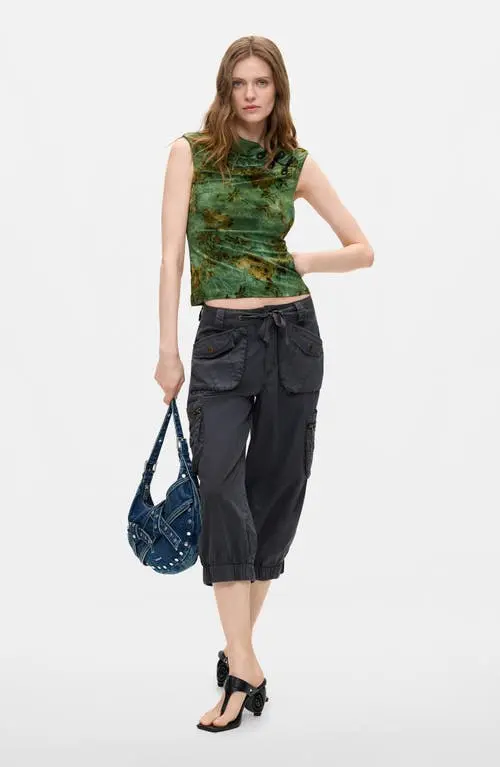 Desigual Mandarin Collar Sleeveless Top