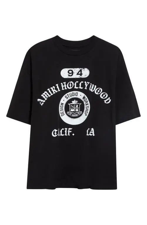 Amiri Collegiate Logo Boxy Fit Cotton Graphic T-shirt - Black
