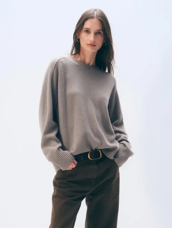 WHITE & WARREN Cashmere Saddle Sleeve Crewneck Top In Size