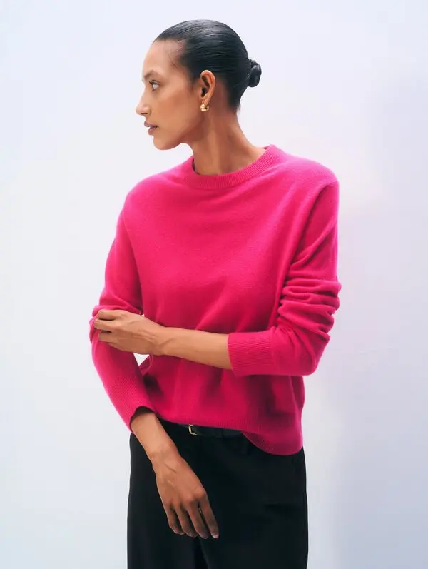 WHITE & WARREN Cashmere Crew Sweater In Size