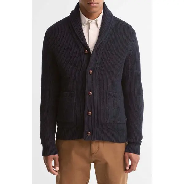 Barbour Hartland Shawl Collar Wool Cardigan - Navy