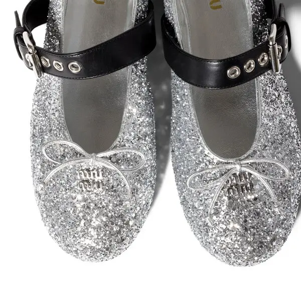 Miu Miu Glitter Ballerinas