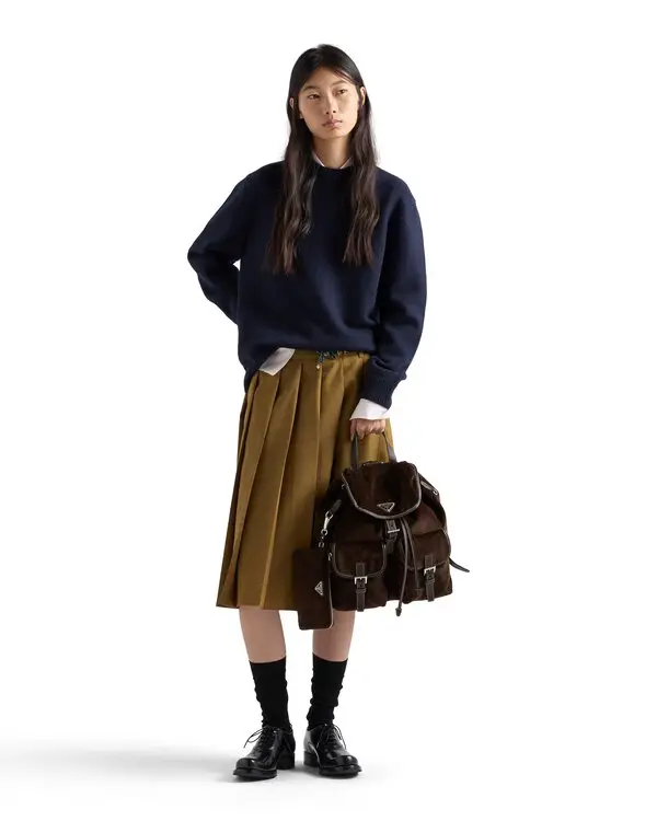 Prada Medium Corduroy And Leather Backpack