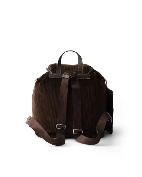 Prada Medium Corduroy And Leather Backpack