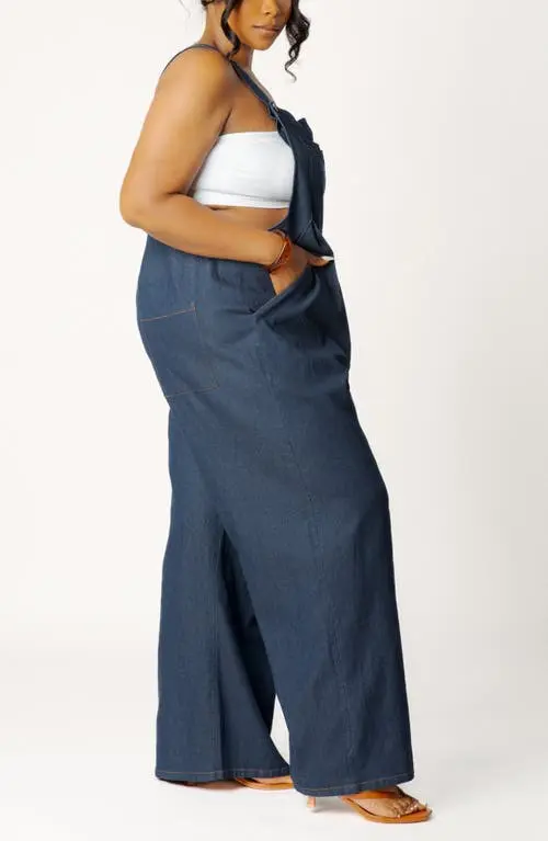 BUXOM COUTURE Wide Leg Denim Jumpsuit