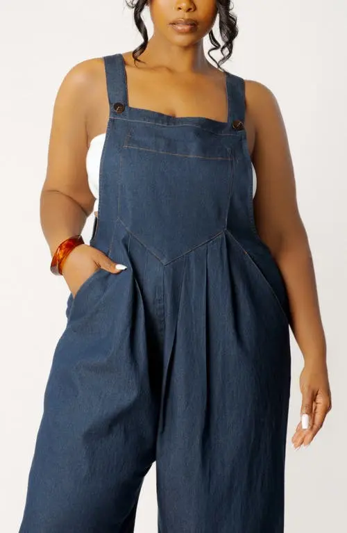 BUXOM COUTURE Wide Leg Denim Jumpsuit