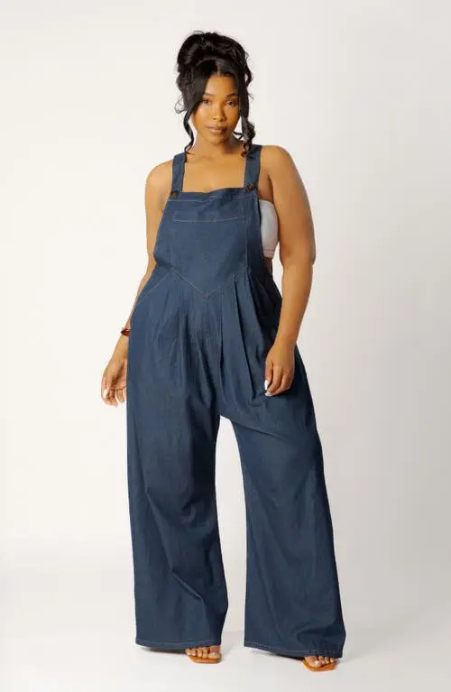 BUXOM COUTURE Wide Leg Denim Jumpsuit