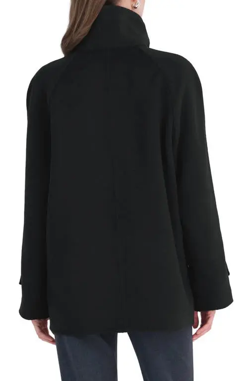 Tahari Harper Wool Blend Funnel Neck Coat - Black