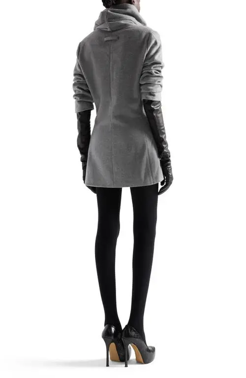 7 For All Mankind Ruched High Neck Wool Blend Minidress
