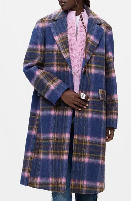 Desigual Plaid Overcoat