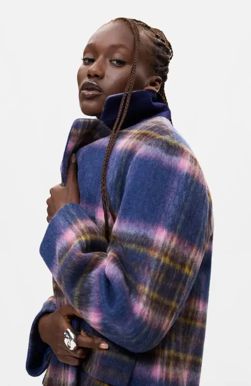 Desigual Plaid Overcoat