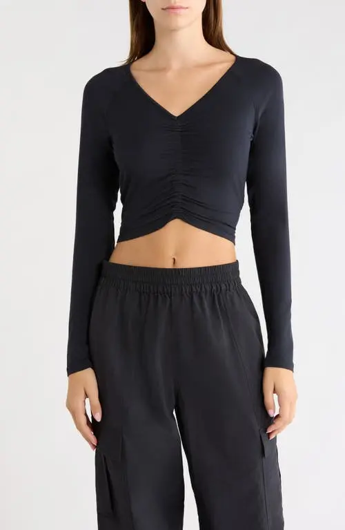 MPG Breeze Ruched Long Sleeve Top - Black