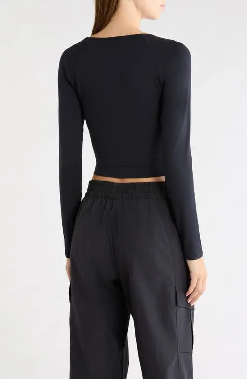 MPG Breeze Ruched Long Sleeve Top - Black