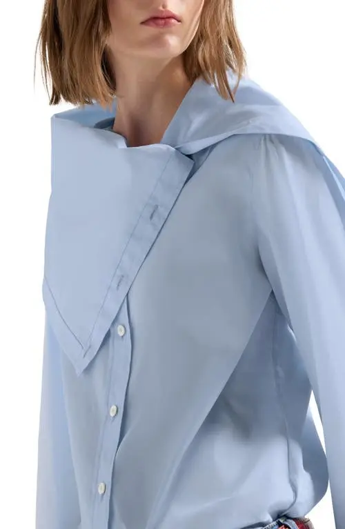 7 For All Mankind Asymmetrical Collar Cotton Poplin Shirt