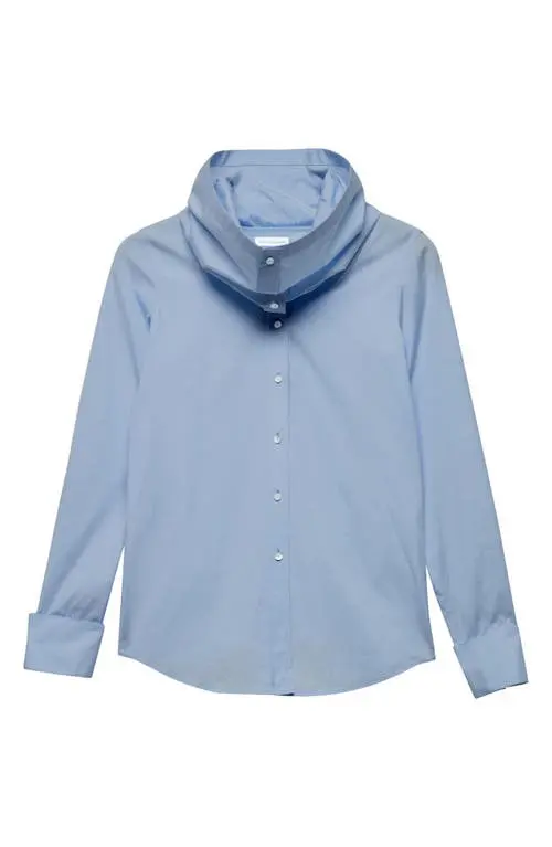7 For All Mankind Asymmetrical Collar Cotton Poplin Shirt