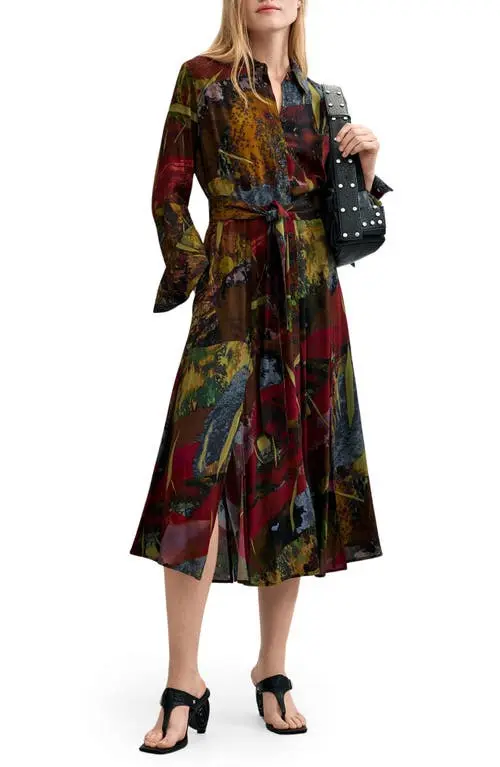 Desigual Printed Long Sleeve Shirt Dress