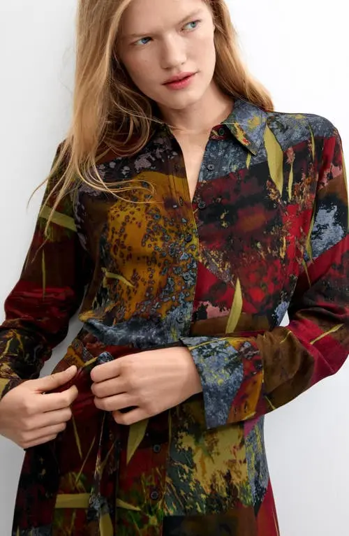 Desigual Printed Long Sleeve Shirt Dress