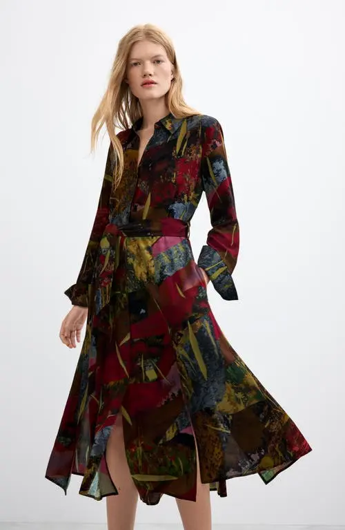 Desigual Printed Long Sleeve Shirt Dress