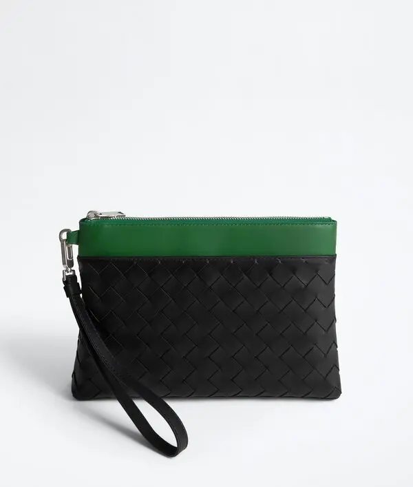 Bottega Veneta Intrecciato Prism Pouch - Black/shamrock