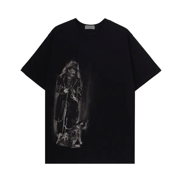 Yohji Yamamoto Cotton Single Jersey Round Neck Short-sleeve T-shirt - Black